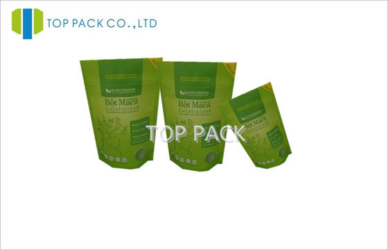 Matte Green Stand Up Food Pouches With Zipper For Snack / Dessert / Powder