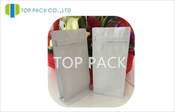 500g Matte White Stand Up Foil Pouches Flat Bottom Coffee Packaging Bags
