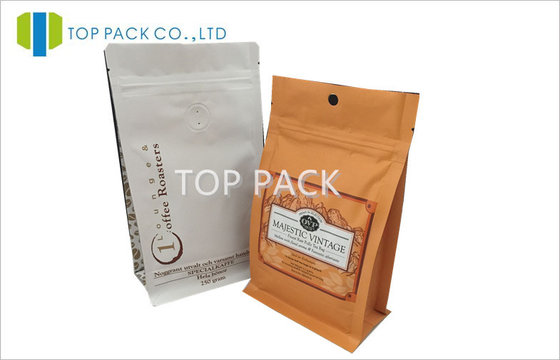 Flat Bottom Printed Plastic Bags Coffee Stand Up Zipper Pouch