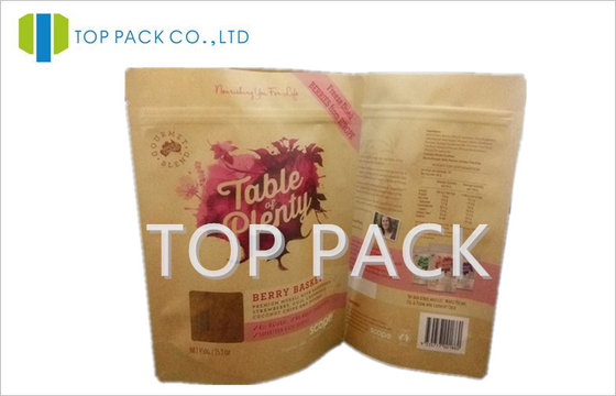 Superir Ziplock Kraft Paper Stand Up Pouch Environmentally Friendly