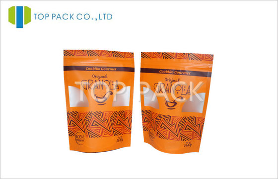 Printed Resealable Foil flat pouch packaging standup bag Clear Window