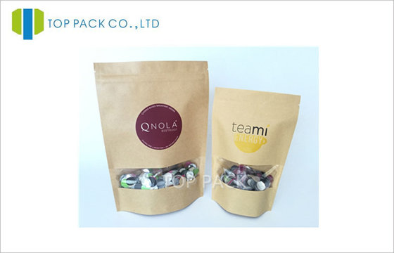 Customized Window Kraft Paper Stand Up Pouch Zipper for Healthy Food