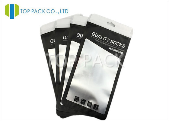 Black Aluminum Foil Bags Zipper Clear Matte Window Socks Packing