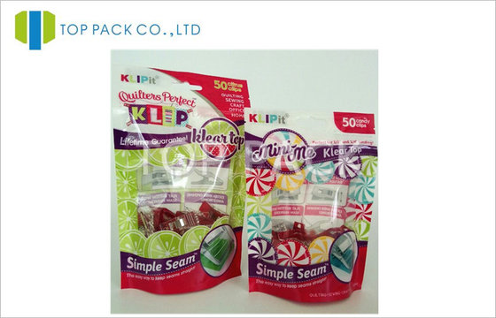 Custom ziplock Plastic Stand Up Pouches Window Clear Clamp Packing