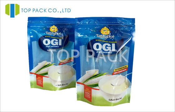 Plastic Clear Window Ziplock Stand Up Pouches Flour Corn Starch Packing