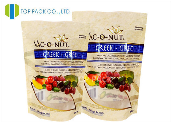 Matte Glossy Finished custom stand up pouches Clear Window Zipper Fruit Pack