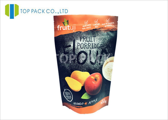 Matte Surface Aluminum Foil Zipper Custom Printed Stand Up Pouches Bags For Flour