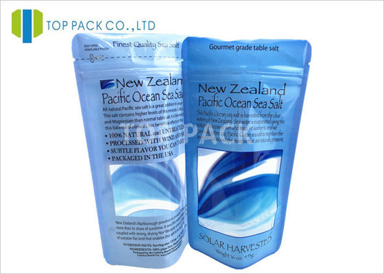 Custom Printing Stand Up Pouch Packaging , Zipper Top Doy Style Pouch Sea Salt