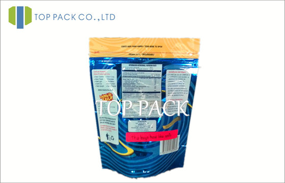 Ziplock Printed Laminated Bags For Nuts Packaging Blue Yellow Promotion