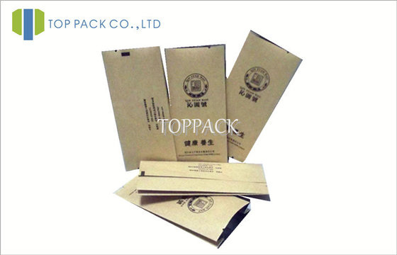 Kraft Paper Side Gusset Pouch For Dried Food / Dried Fruit , Custom Logo And Color