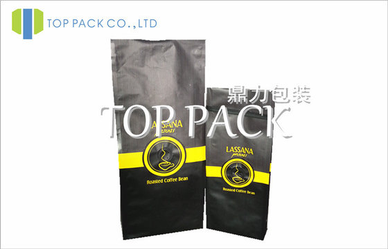 Quad Seal Coffee Packaging Bags With Valve , Matt Film Tin Tie Coffee Bags