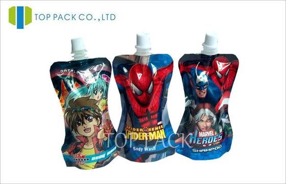 Aluminum Foil Stand Up Pouch With Spout , Printed Shampoo Doypack Packaging