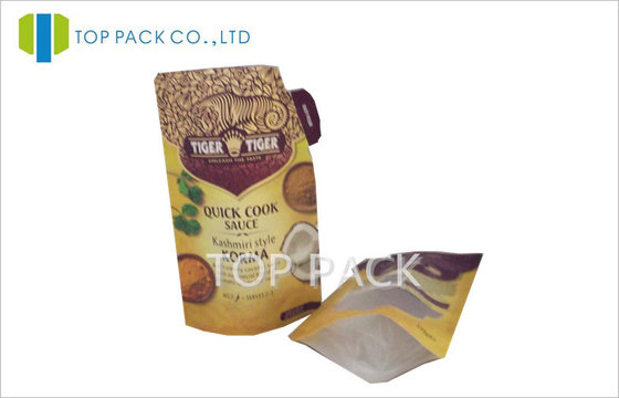Printed Aluminum Foil Stand Up Packaging resealable For Sauce