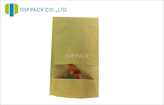Dried Fruit Plastic Kraft Paper Stand Up Pouch with Clear Window