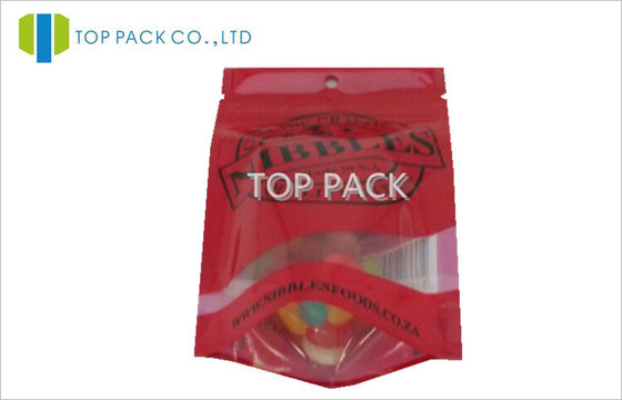 Recycled Red Stand Up Pouches Heat Sealing Zipper Food Grade 50g Meat