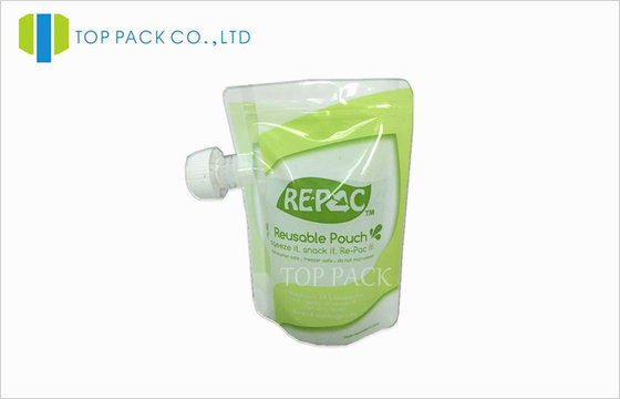 Reusable Zip Stand Up Pouch With Spout For Baby Food PET / PA / PE 3 Layers