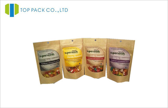 Matte Effect Paper Kraft Standing Up Pouch Packaging with zipper