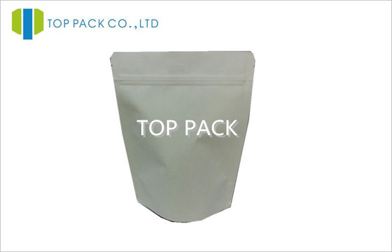 Plain White Kraft  Paper Stand Up Pouch Aluminium Foil Lamination Bag