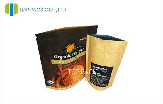 250g Coffee Bean Kraft Paper Stand Up Ziplock Bags With One Way Valve