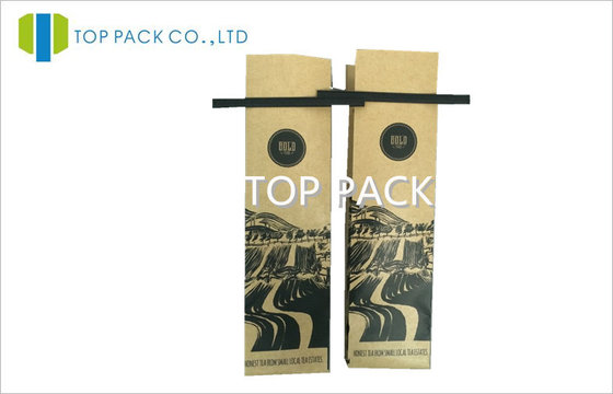 Foil Brown Kraft Paper Side Gusseted Bags Black Design Coffee Bean Tin Tie