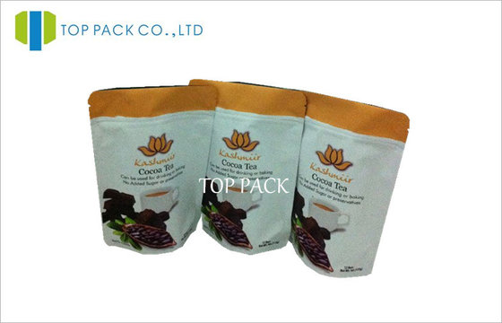 White Plastic Aluminum Foil Stand Up Pouches With Zip Lock Round Corner For Candy