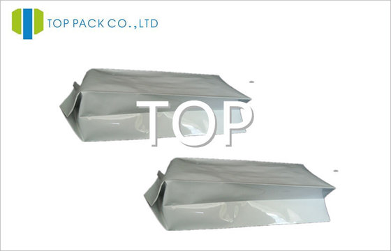 Siliver Resealable Plastic Bags Gravure Printing , AL / PE Gusseted Poly Bags