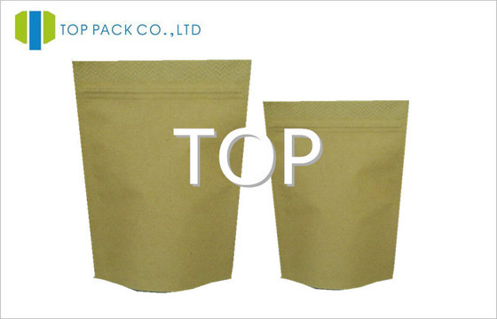 Kraft Paper MOPP / PET Coffee Packaging For Food / Fruit Stand Up Aluminum Foil