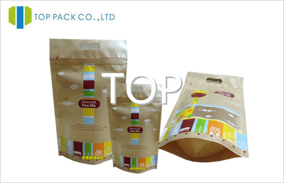 Brown MOPP / AL Matte Printing Stand Up Food Pouches For Sandwich Aluminum Foil