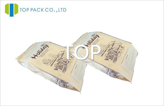 TOP / OEM Kraft Paper Greaseproof Paper Bags With Window For Bread And Cookies