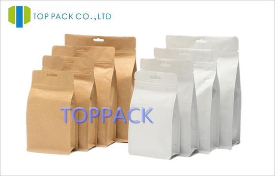 Yellow / White Matte Fast Food Packaging , Zipper Stand Up Food Pouch For Cooked Food