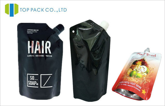 PET / AL / PE Compostable Packaging For Pet Food , Black Stand Up Pouch With Spout