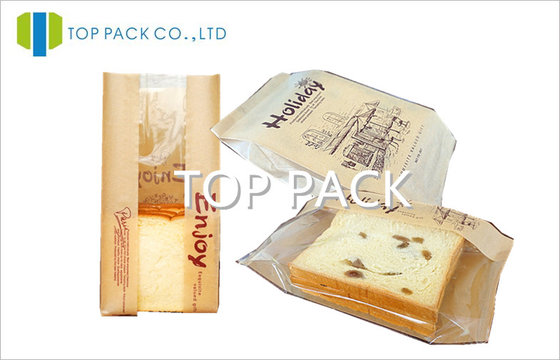 Bread and Cookies Kraft Paper Packaging With Window Greaseproof