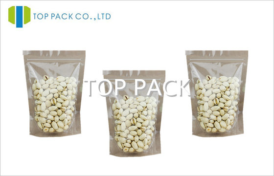 Nuts PET Ziploc Vacuum Sealer , Transparency Stand Up Pouch With Zipper