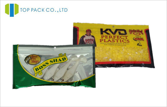 12C Customized Lure Packaging With Plastic Laminated Zipper Green / Yellow