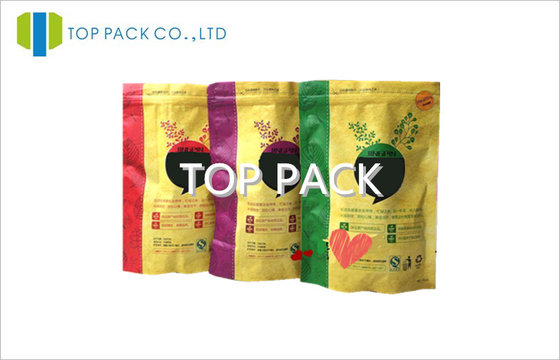 Natural Brown Kraft Paper Stand Up Pouch For Snack Mopp Matte Finish