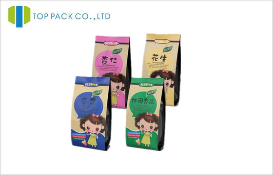 Plastic Laminated Kraft Paper Stand Up Pouch With Zipper Top Nuts Use