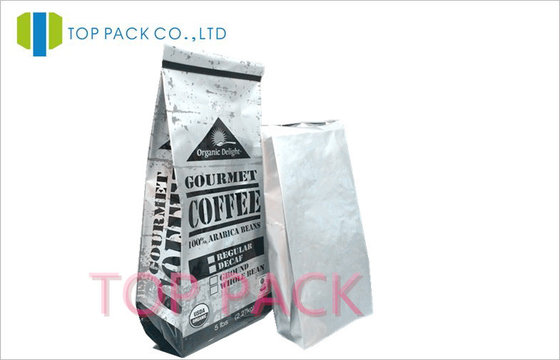 White Aluminum Foil Coffee Bean Packaging Laminated With Tin Tie