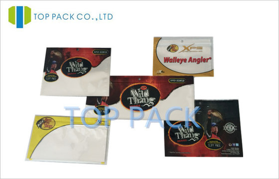 Reusable Zipper Fishing Lure Packaging Front Clear Back Printed Laminated Foil Layer