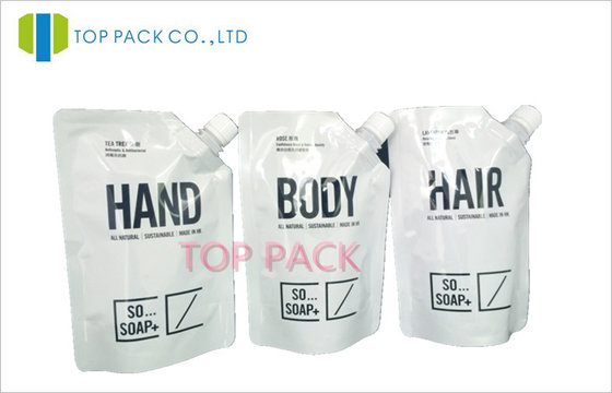 Foil Material Plastic Stand Up Pouches With Spout For Liquid Shampoo