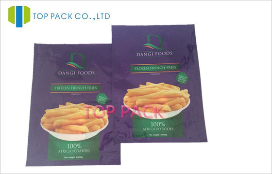 Three Side Heat Sealed Type Custom Printed Packaging For Frozen French Fries