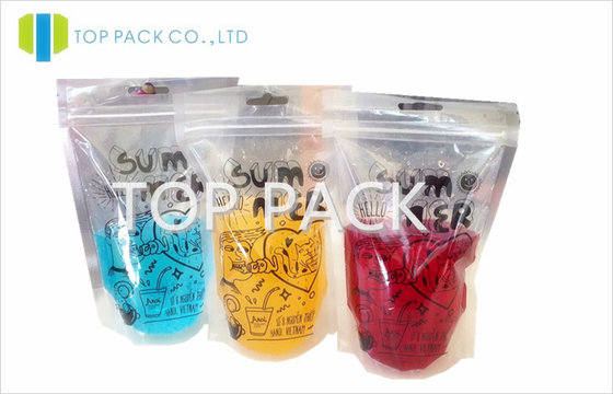 Transparent Beverage Plastic Stand Up Pouches Packaging Food Grade