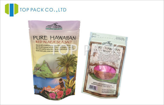 Matte Printing Stand Up Food Pouches Moistureproof Sae Salt Zipper Package
