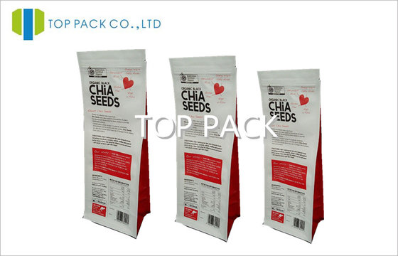 Flat Bottom Stand Up Food Pouches Black Chia Seeds Matte Pouch with Zipper
