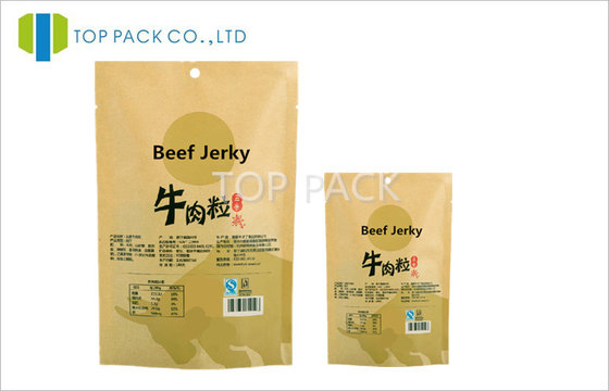 Heat Sealable Stand Up Zipper Pouches For Beef Jerky Packing