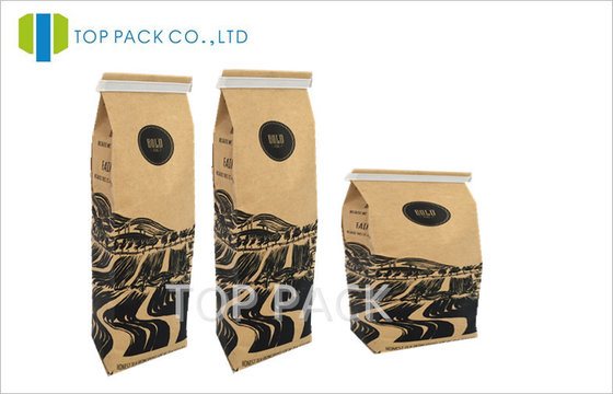Tin Tie Coffee Bean Packing Resealable Stand Up Pouches Eco Friendly
