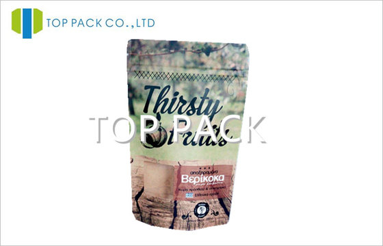 Printing Aluminum Foil Laminated Natural Kraft Paper Stand Up Pouch For Food