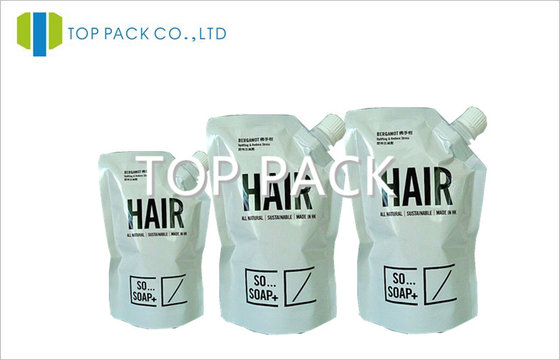 Aluminum Foil Customized Stand Up Pouch With Spout For Shampoo