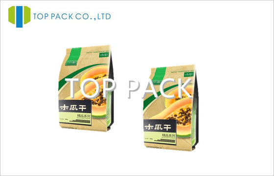 Kraft Paper Foil Laminated Plastic Stand Up Pouches Flat Bottom