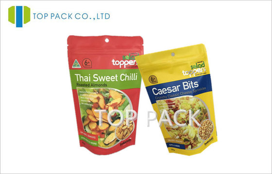 Heat Sealing Printed Stand Up Pouches Packaging With Zipper For Food