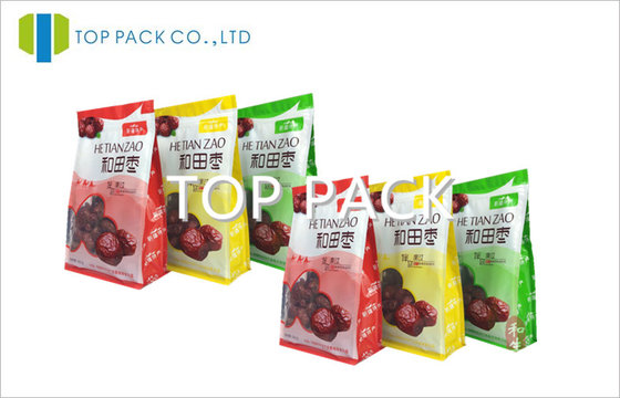 Dry Fruits Food Packaging Pouches Plastic Laminated Block Bottom Stand Up Bag Top Zipper